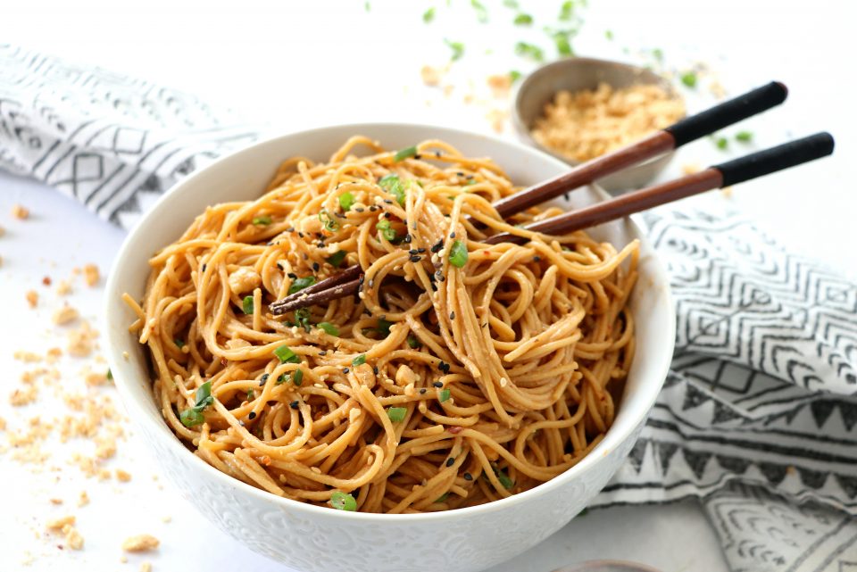 Spicy Peanut Soy Noodles Recipe | Dash of Savory